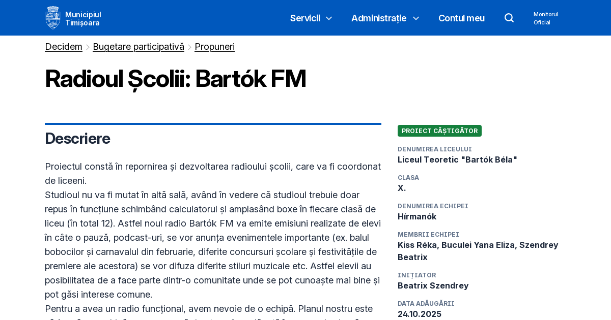 Radioul Școlii: Bartók FM