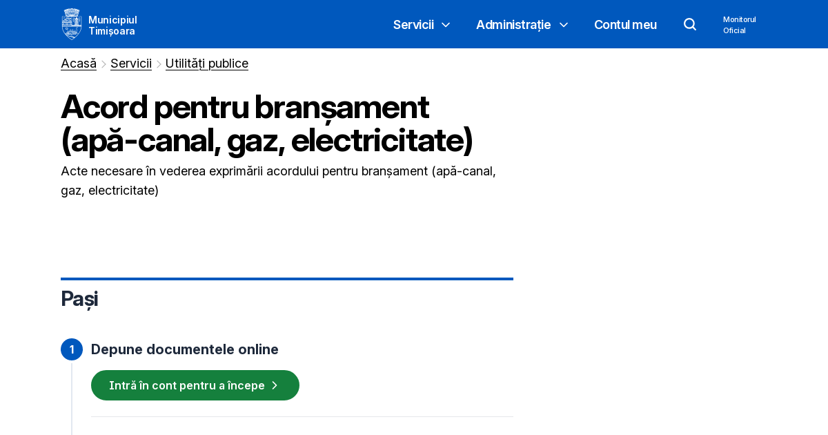 Acord pentru branșament (apă-canal, gaz, electricitate)