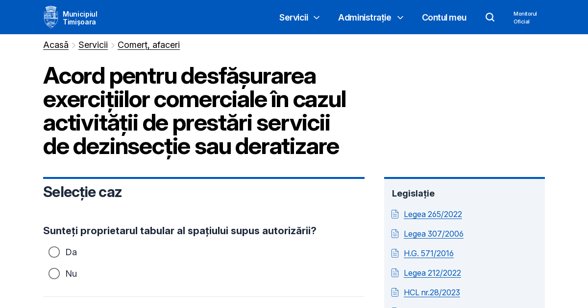 Acord pentru desfășurarea exercițiilor comerciale în cazul activității ...