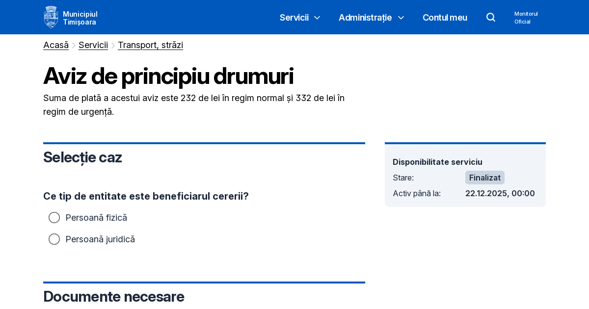 Aviz de principiu drumuri