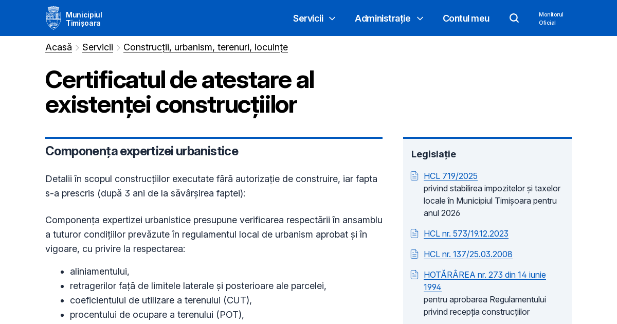 Certificatul de atestare al existenței construcțiilor