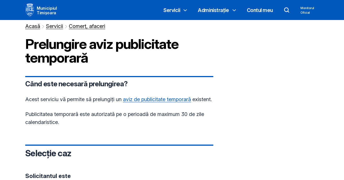Prelungire aviz publicitate temporară