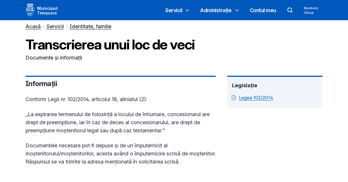Transcrierea unui loc de veci