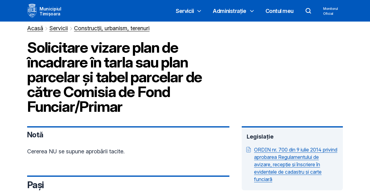 Solicitare vizare plan de încadrare în tarla sau plan parcelar şi tabel ...
