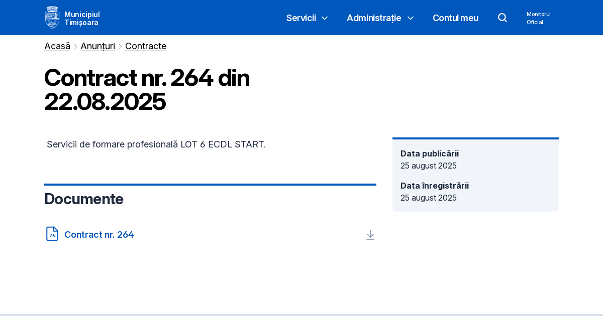 Contract nr. 264 din 22.08.2025