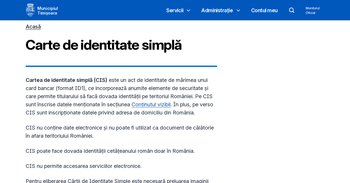 Carte de identitate simplă