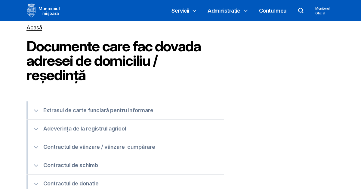 Documente care fac dovada adresei de domiciliu / reședință