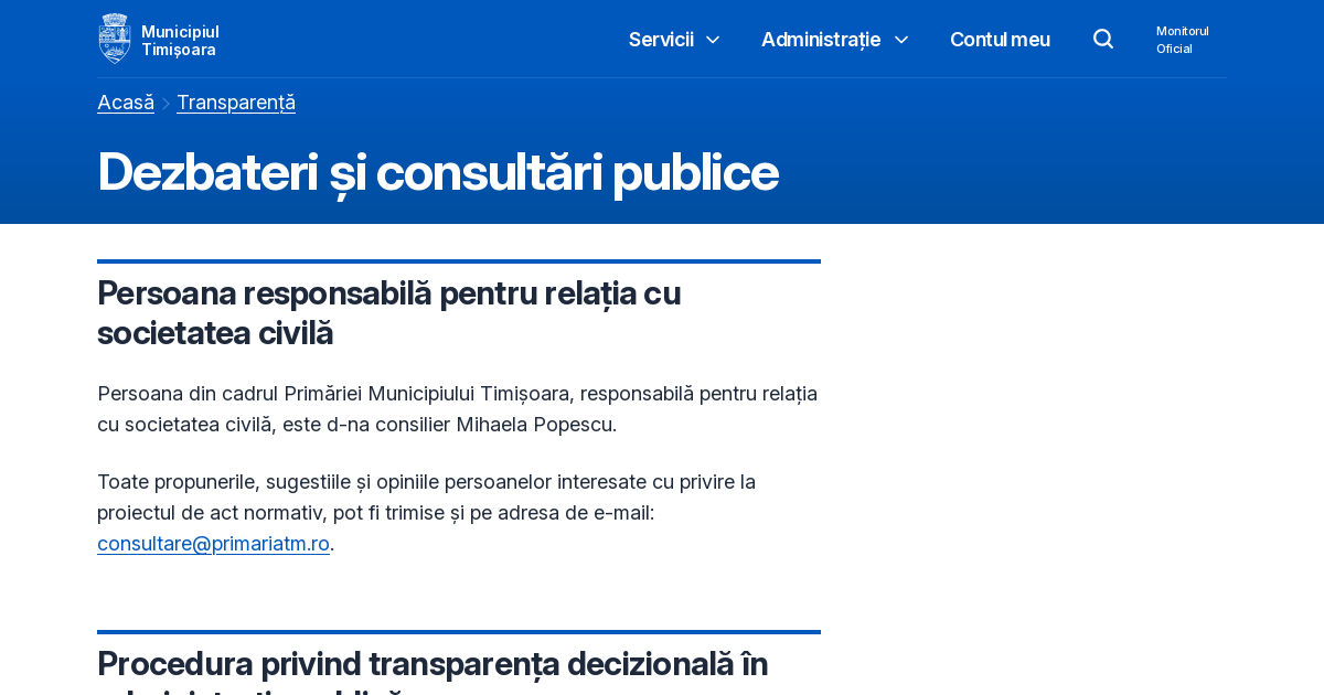 Dezbateri și consultări publice