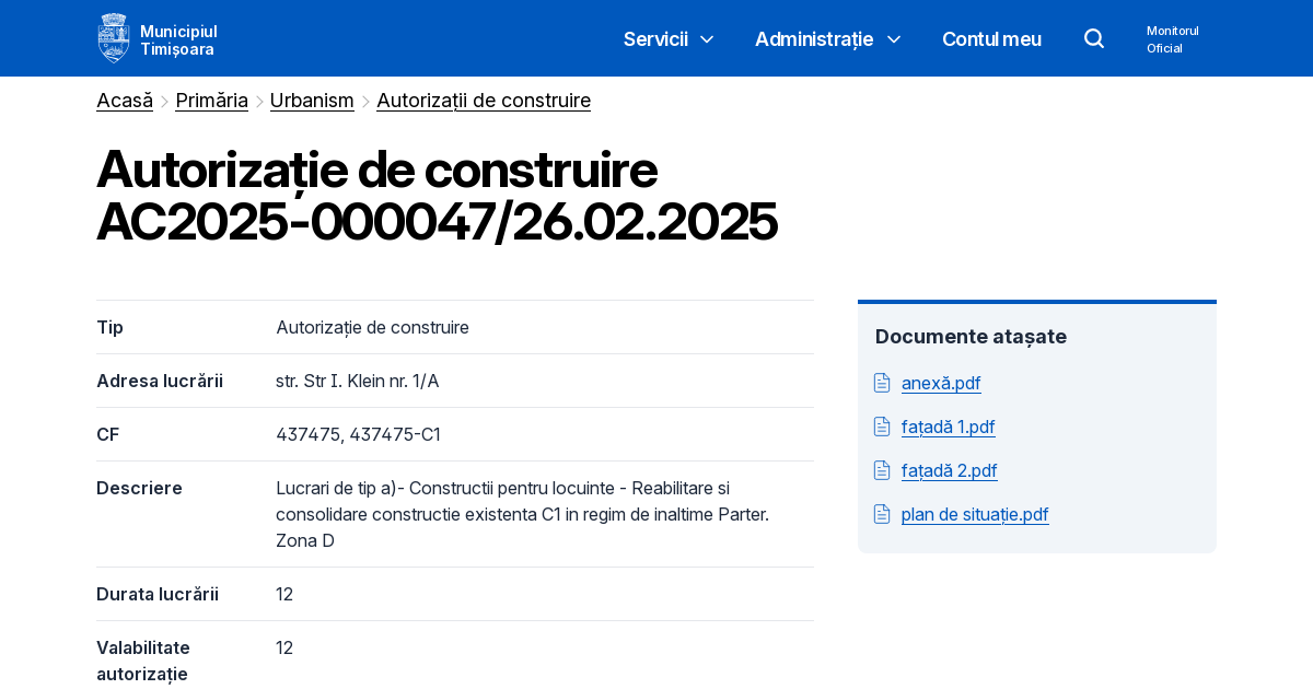 Autorizație de construire AC2025-000047/2025