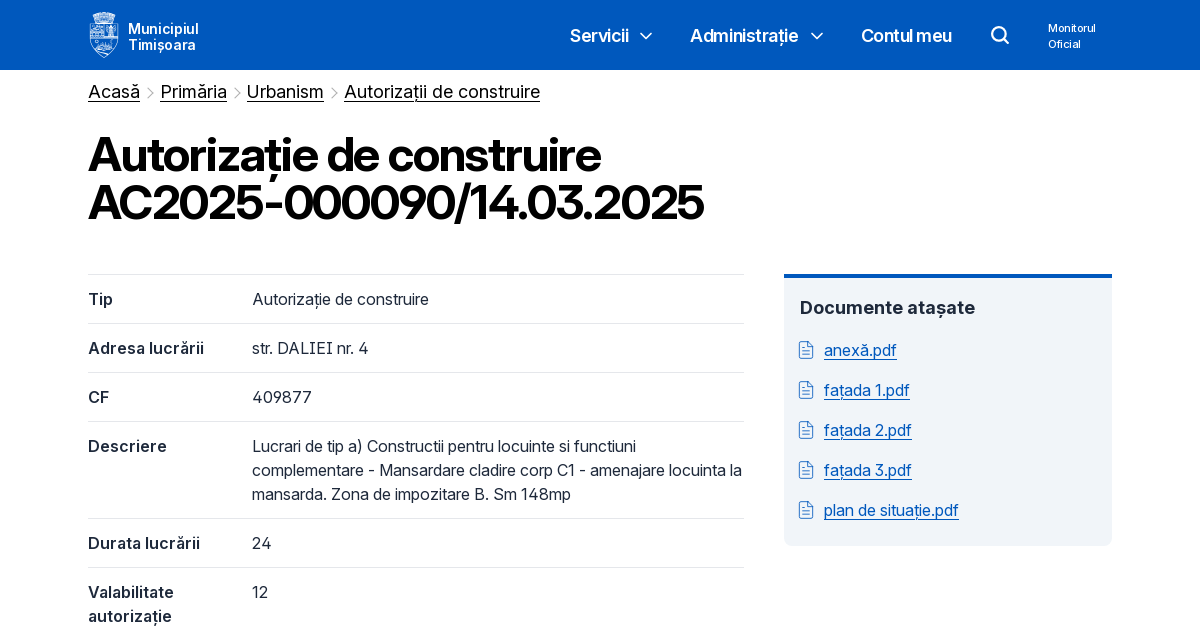 Autorizație de construire AC2025-000090/2025