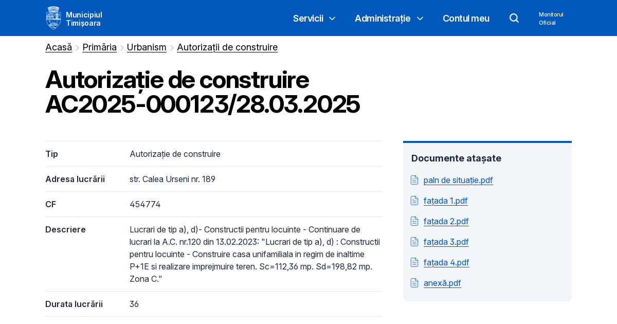 Autorizație de construire AC2025-000123/2025