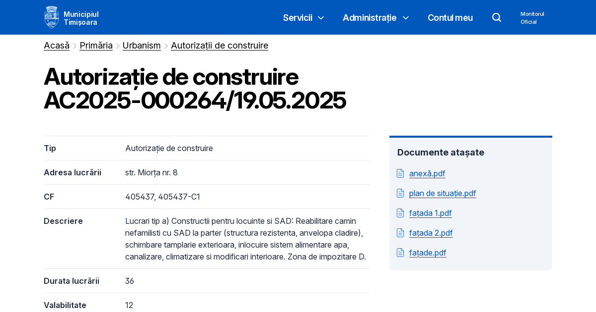 Autorizație de construire AC2025-000264/2025