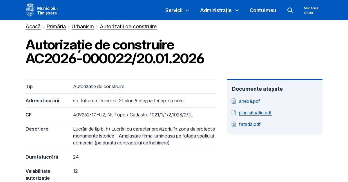Autorizație de construire AC2026-000022/2026