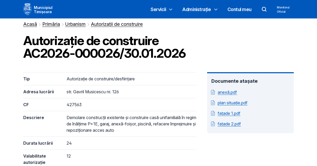 Autorizație de construire AC2026-000026/2026