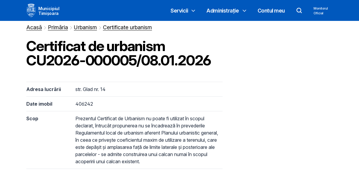 Certificat de urbanism CU2026-000005/2026