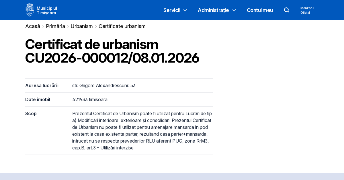 Certificat de urbanism CU2026-000012/2026