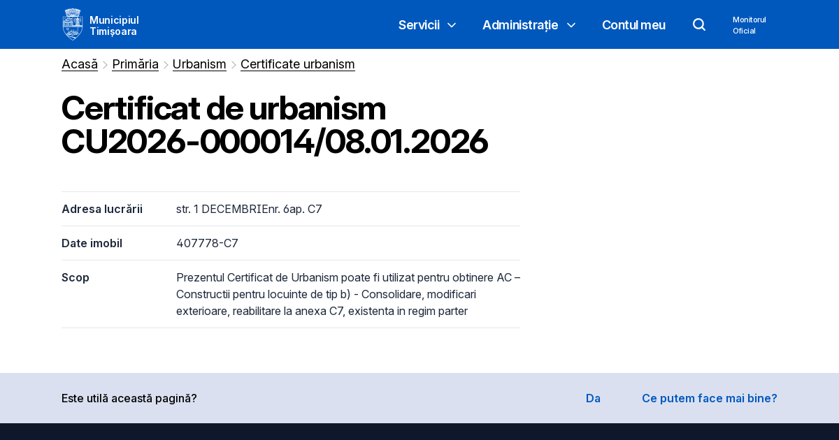 Certificat de urbanism CU2026-000014/2026