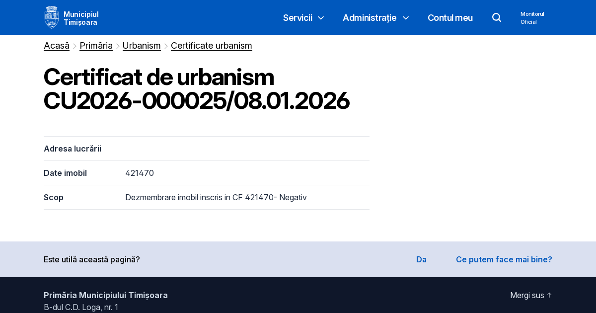 Certificat de urbanism CU2026-000025/2026