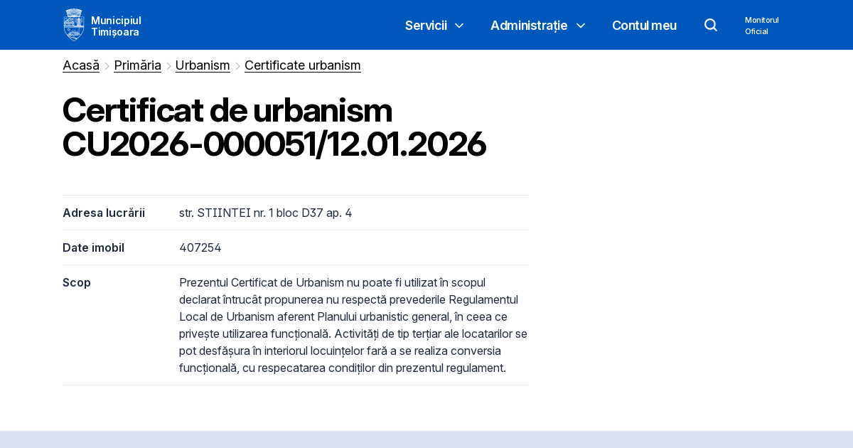 Certificat de urbanism CU2026-000051/2026