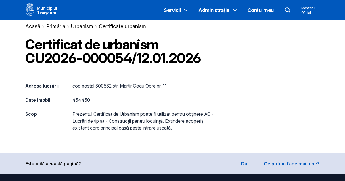 Certificat de urbanism CU2026-000054/2026