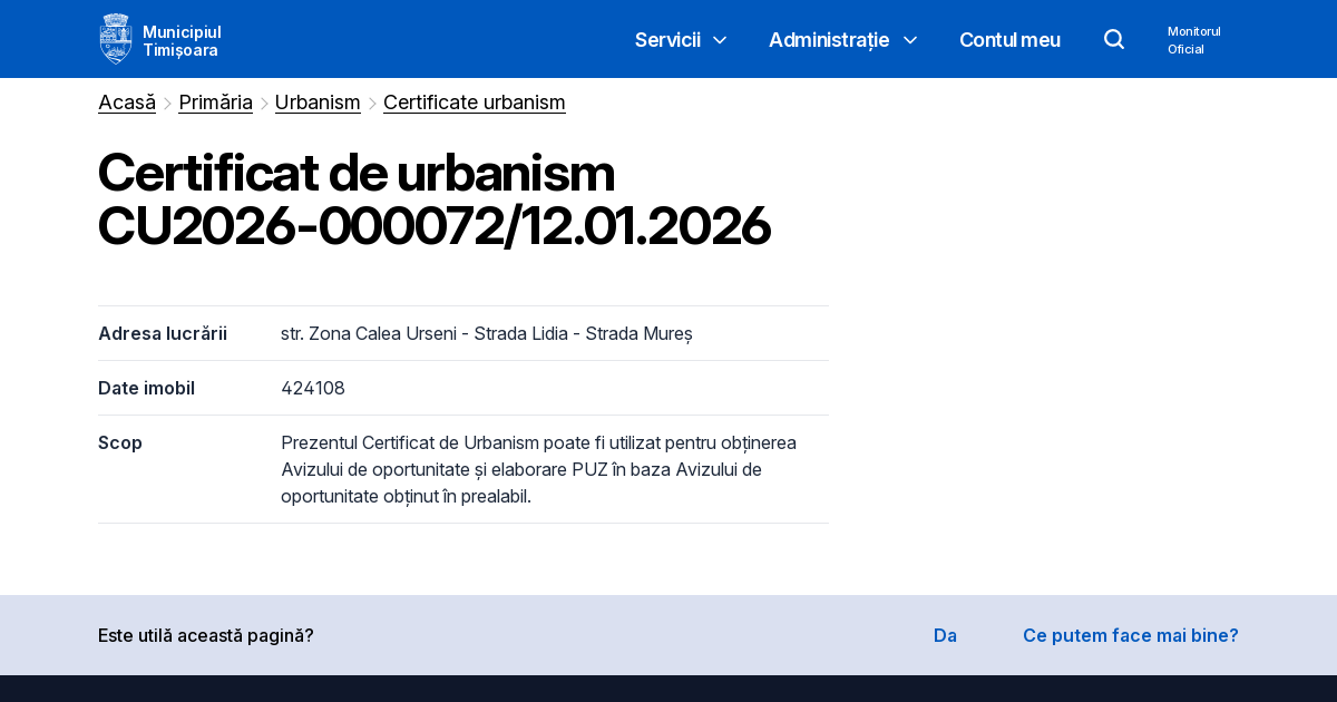 Certificat de urbanism CU2026-000072/2026