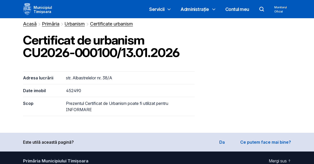 Certificat de urbanism CU2026-000100/2026