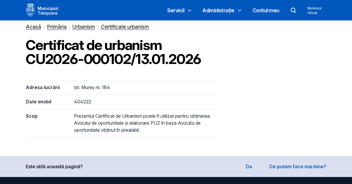 Certificat de urbanism CU2026-000102/2026