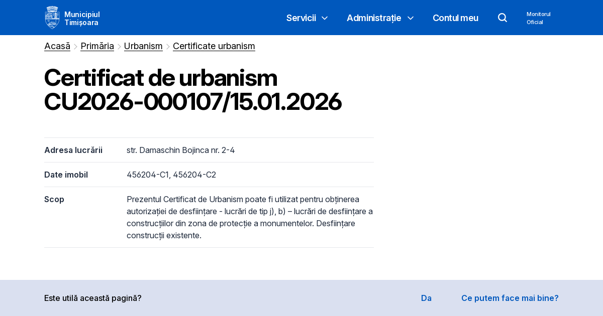 Certificat de urbanism CU2026-000107/2026