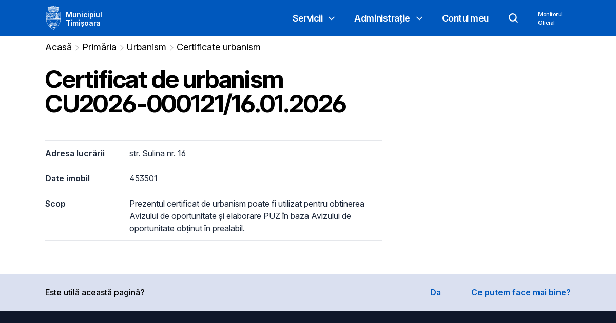 Certificat de urbanism CU2026-000121/2026