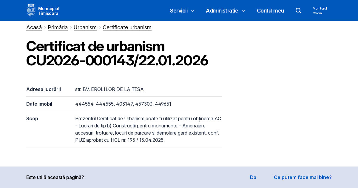 Certificat de urbanism CU2026-000143/2026