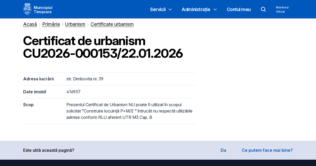Certificat de urbanism CU2026-000153/2026
