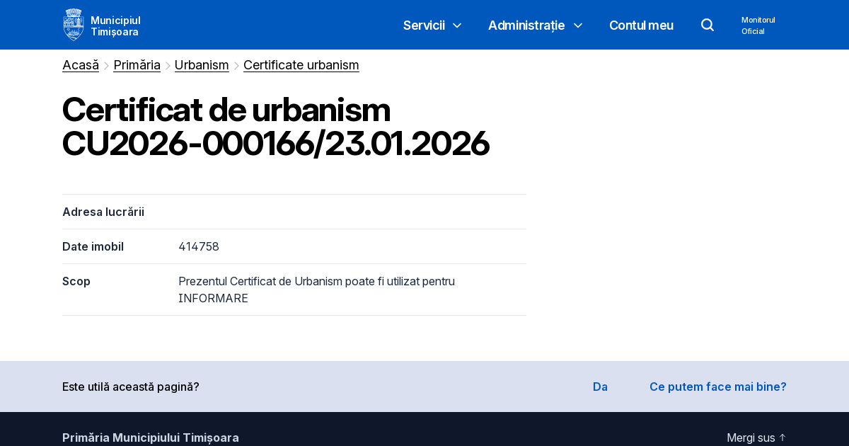 Certificat de urbanism CU2026-000166/2026
