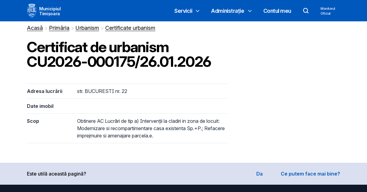 Certificat de urbanism CU2026-000175/2026