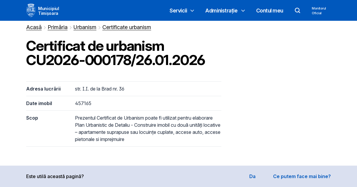 Certificat de urbanism CU2026-000178/2026