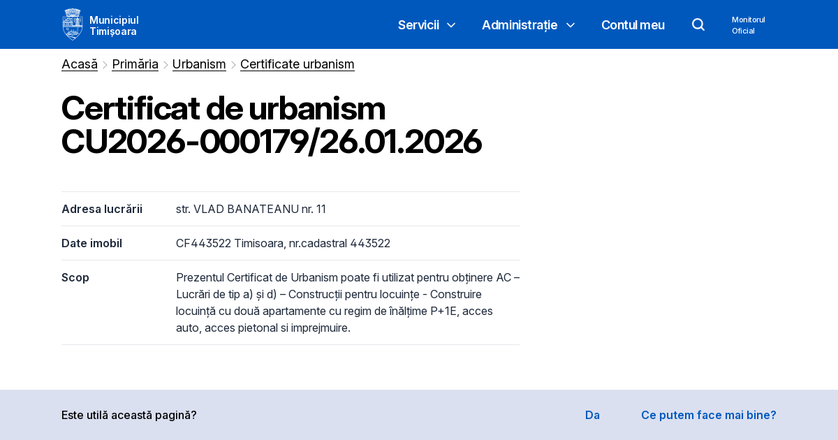 Certificat de urbanism CU2026-000179/2026