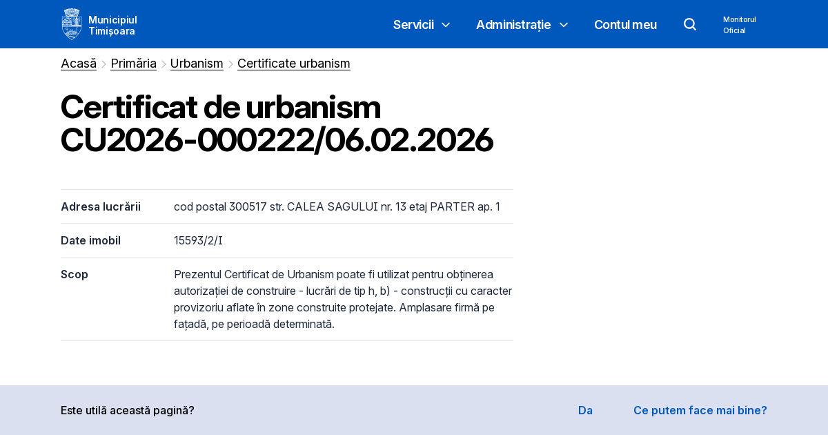 Certificat de urbanism CU2026-000222/2026