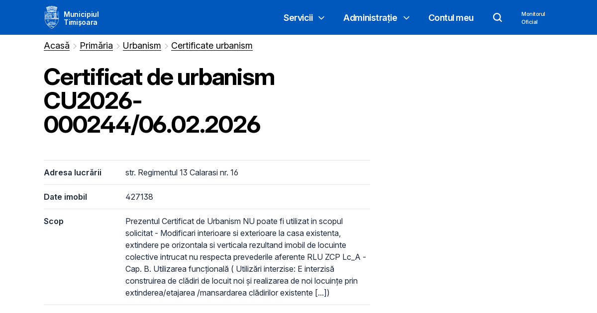 Certificat de urbanism CU2026-000244/2026