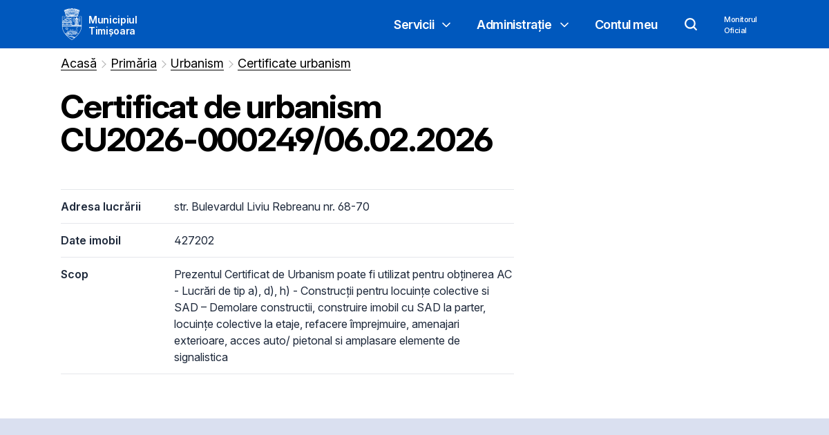 Certificat de urbanism CU2026-000249/2026