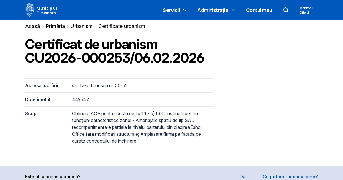 Certificat de urbanism CU2026-000253/2026