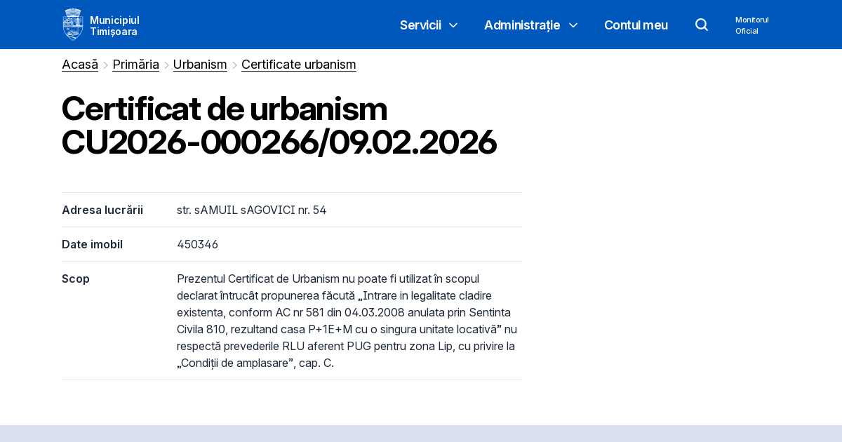 Certificat de urbanism CU2026-000266/2026