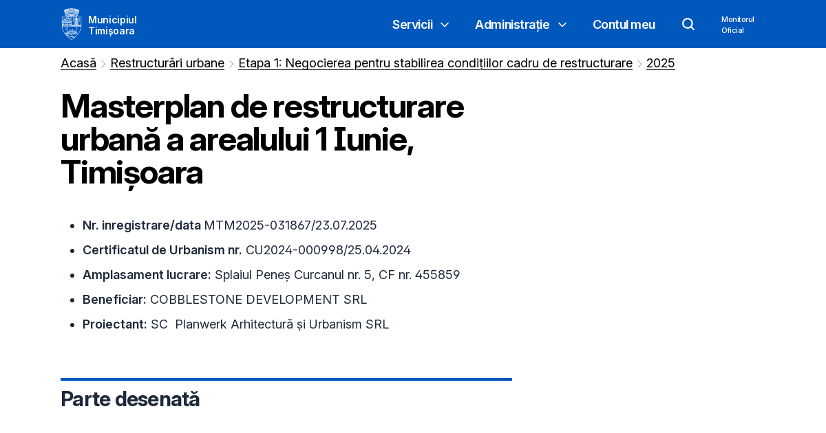Masterplan de restructurare urbană a arealului 1 Iunie, Timișoara